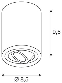 SLV 1002012 Triledo, stropní svítidlo z kartáčovaného hliníku, 1x GU10 max. 10W, průměr 8,5cm