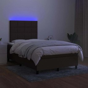 Box spring postel s matrací a LED tmavě hnědá 120x200 cm textil 3134864