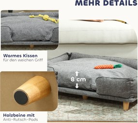 Pohovka pro psy, pohovka pro domácí mazlíčky, pelíšek pro domácí mazlíčky, snímatelné a pratelné čalounění, nature+ tmavě šedá barva