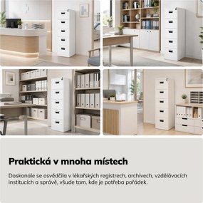 Kovová kartotéková skříň bílá: SARA V5, 460 x 1625,5 x 600 mm