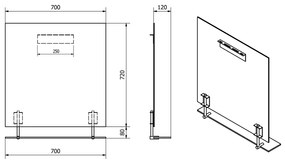 Sapho WEGA zrcadlo s policí 700x800mm, černá mat 60092-7B