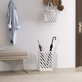 HOMCOM Stojan na deštníky s odkapávací miskou, 4 háčky, ocel, 28L x 14W x 41H cm, bílý