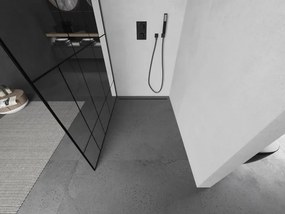 Mexen Kioto L, sprchová zástěna Walk-In 80 x 200 cm, 8mm čiré sklo černý vzor, ​​grafitový profil, 800-080-103-95-78
