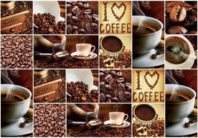 Fototapeta - I Love Coffee - koláž (254x184 cm)