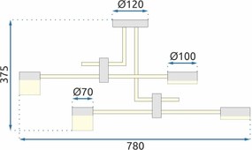 Toolight, LED stropní svítidlo APP1002-6C, zlatá-černá, OSW-06151