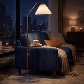 Costway Stojací lampa 160 cm s policí skládaného papírového stínidla