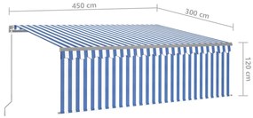 vidaXL Marketos Ručně zatahovací markýza s roletou 4,5 x 3 m modrobílá