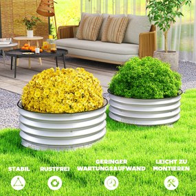 Outsunny kovový vyvýšený záhon sada 2 truhlíků na květiny truhlík na bylinky s otevřeným dnem zeleninový záhon pro zahradu stříbrný 60x60x30 cm |