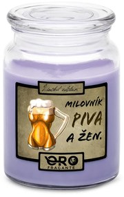 Svíčka Milovník piva a žen (Vůně svíčky: Levandule)