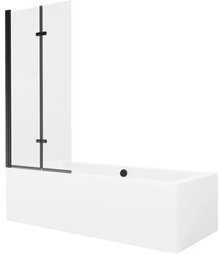 Mexen Cube obdélníková vana 180 x 80 cms pláštěm 2-křídlovou zástěnou 80 cm, Průhledné, Černá - 550518080X9208027000