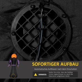 Aosom 210 cm Nafukovací dýňový duch, Halloween hrůzostrašná dekorace s LED osvětlením, Halloween dekorace, vodotěsná vzdušná figura, polyester, pro i…