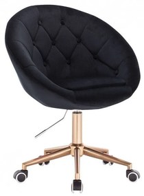 LuxuryForm DESIGN Otočné křeslo VERA VELUR na zlaté podstavě s kolečky - černé