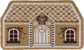 Hnědá kokosová rohožka perníková chaloupka Gingerbread – 75*45*1,5 cm