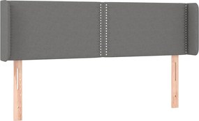 Čelo postele s LED tmavě šedé 147 x 16 x 78/88 cm textil 3123095