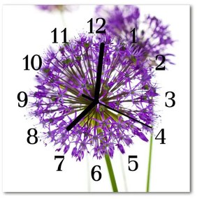 Nástěnné hodiny obrazové na skle - Pampeliška fialová