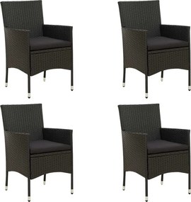 vidaXL Zahradní židle s poduškami 4 ks polyratan [316692] Barva: Hnědá