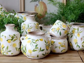 Béžový baňatý keramický džbán s citróny Limone - 16*20cm