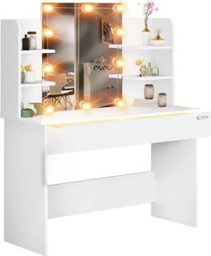 Deuba Toaletní stolek Lucia s LED osvětlením 140x110x40 cm - bílý