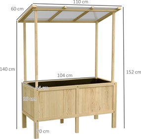 Outsunny vyvýšený záhon dřevěný chladicí rám s víkem 110x60x152cm truhlík s rounem pro zahradu balkon příroda |
