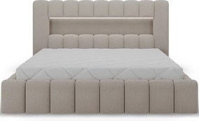Béžová čalouněná dvoulůžková postel s úložným prostorem s roštem 140x200 cm Lamica – ELTAP