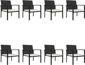 9dílný zahradní jídelní set polyratan černý 3065710