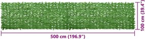 Balkónová zástěna se zelenými listy 500 x 100 cm 315501