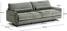 Zelená sametová pohovka 240 cm Veliro – Kave Home