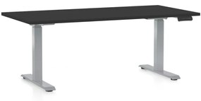 Výškově nastavitelný stůl OfficeTech D, 160 x 80 cm, šedá podnož, černá