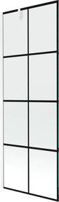Mexen Next, vanová zástěna 1-křídlová 70 x 150 cm, fixní křídlo, 6 mm čiré sklo s černým vzorem, bílý profil, 895-070-000-00-77-20