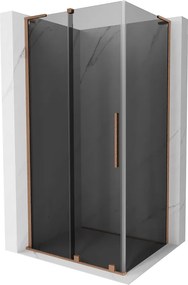 Mexen Velar L, sprchový kout s posuvnými dveřmi 110 x 80 cm, 8mm šedé sklo, měděná matná, 871-110-080-43-65
