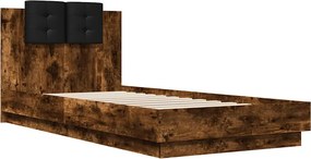 Rám postele s čelem kouřový dub 90 x 200 cm kompozitní dřevo 3209944