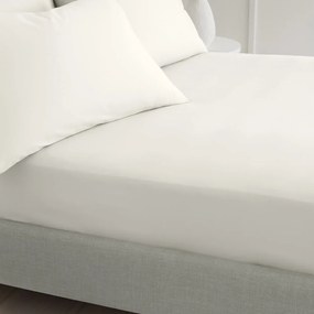 Krémové napínací prostěradlo z bavlněného perkálu 185x200 cm Cotton Percale – Bianca