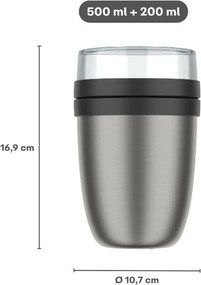 Světle červená/ve stříbrné barvě termoska na jídlo z nerezové oceli 500 ml Ellipse – Mepal