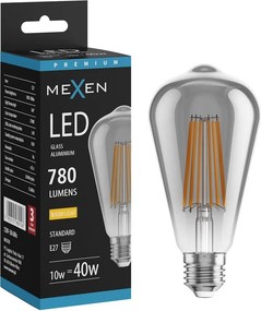 Mexen Vintis, LED filamentová žárovka E27, ST64, 10 W, teplá bílá 2700K, kouřová, L152-E27-1027-70