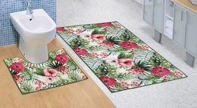 Bellatex Koupelnová a WC předložka Ibišek 3D SADA 60 x 100 cm + 60 x 50 cm