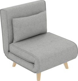 HOMCOM Rozkládací Křeslo s Bednou Jednoosobové Čalouněné Syntetickým Lnem s Nastavitelným Opěradlem v 6 Polohách a Polštářem pro Obývací Pokoj 72x78x7