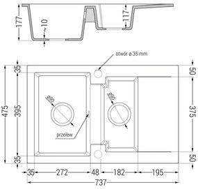 Mexen Gaspar 1,5-miskový granitový dřez s odkapávačem a kuchyňskou baterií Duo, Bílá - 6507-20-671701-07-B