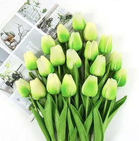 Bytová dekorace - kytice umělých tulipánů Balení: 5 ks, Barvy: K11 ŽLUTOZELENÁ