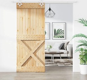 vidaXL Posuvné dveře s kováním 85 x 210 cm masivní borové dřevo [3203193]