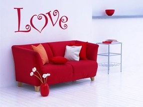 Samolepky na zeď - Love Barva: Červená světlá, Velikost: 110x47 cm