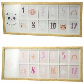 Dětský fotorámeček Panda, 60 x 25 x 1,8 cm, MDF, 12x 6 x 9 cm
