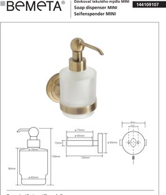 Bemeta RETRO bronz: Dávkovač mýdla, 200 ml 144109107