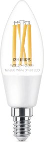 Philips Smart LED žárovka Filament E14 C35, 4,9 W, 407 lm, 2700-6500 K, čirá