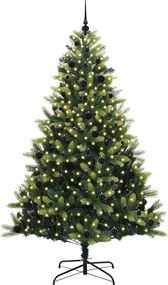 Umělý skládací vánoční stromeček 300 LED Zelená 240 cm PVC a PE 3396010