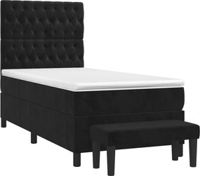 Box spring postel s matrací černá 90x200 cm samet 3138003