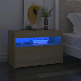Noční stolek LED osvětlení dub sonoma 60x35x40 kompozitní dřevo 3082780