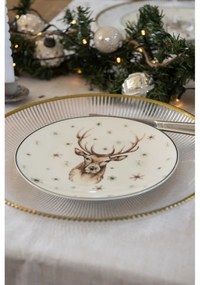 Dezertní porcelánový zimní talířek s jelenem Reindeer – 21x2 cm