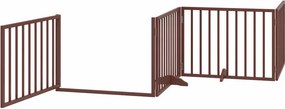 Zábrana pro psy s dvířky skládací 8 panelů hnědá 640 cm topol 3155578