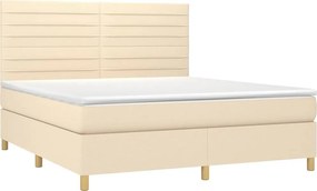 Box spring postel s matrací a LED krémová 180x200 cm textil 3135538