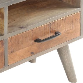 TV stolek šedý 130 x 35 x 51 cm masivní hrubý mangovník 321805